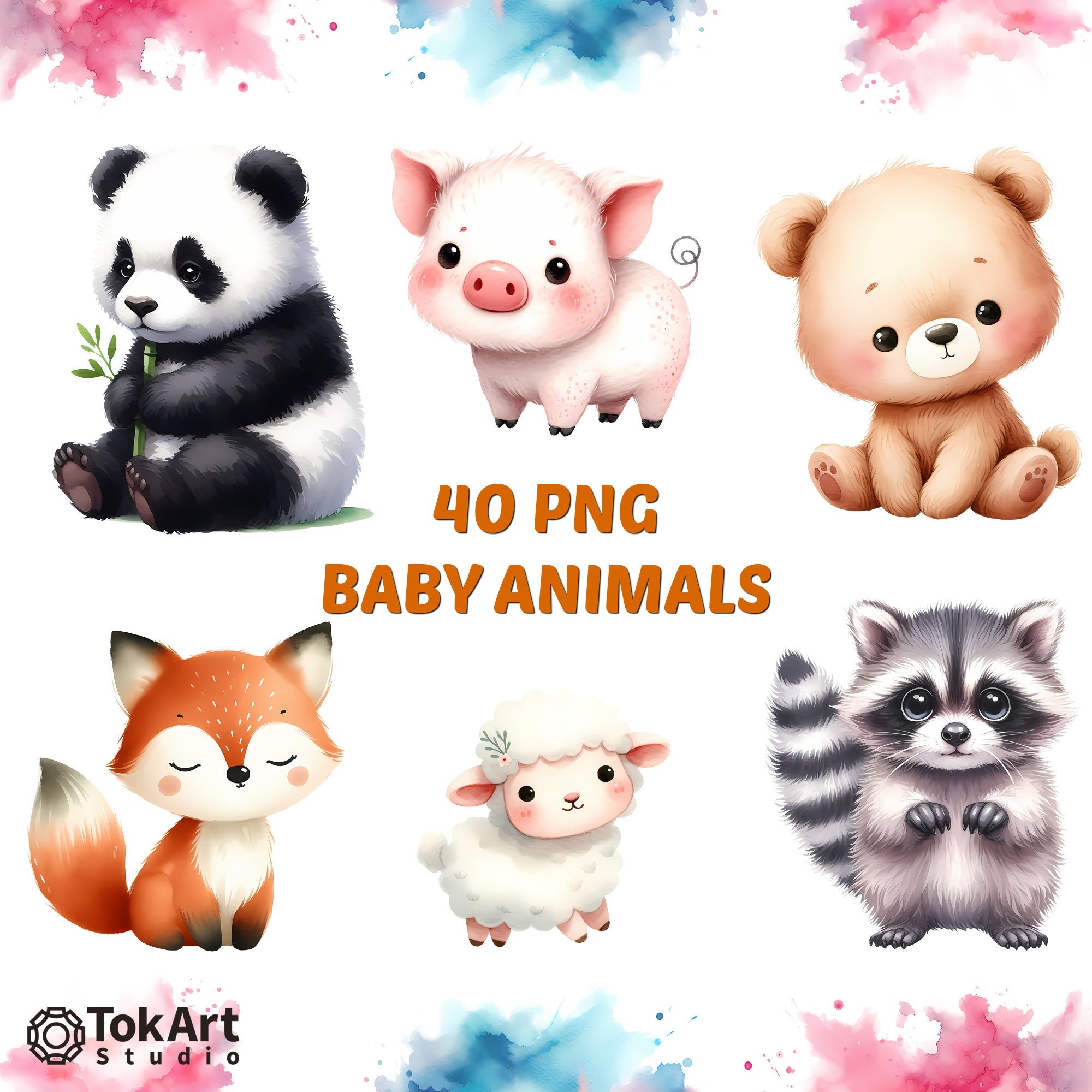Watercolor Transparent PNG Baby Animals, Watercolor Baby Animal ...