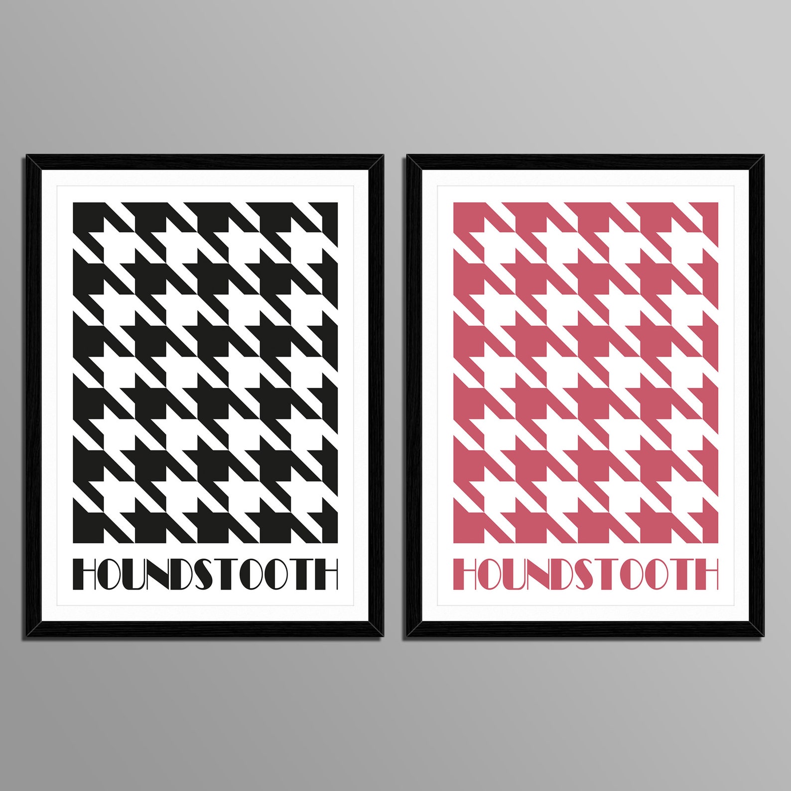 Printable Houndstooth Fabric Pattern Wall Art. White, Black, Wall Art ...