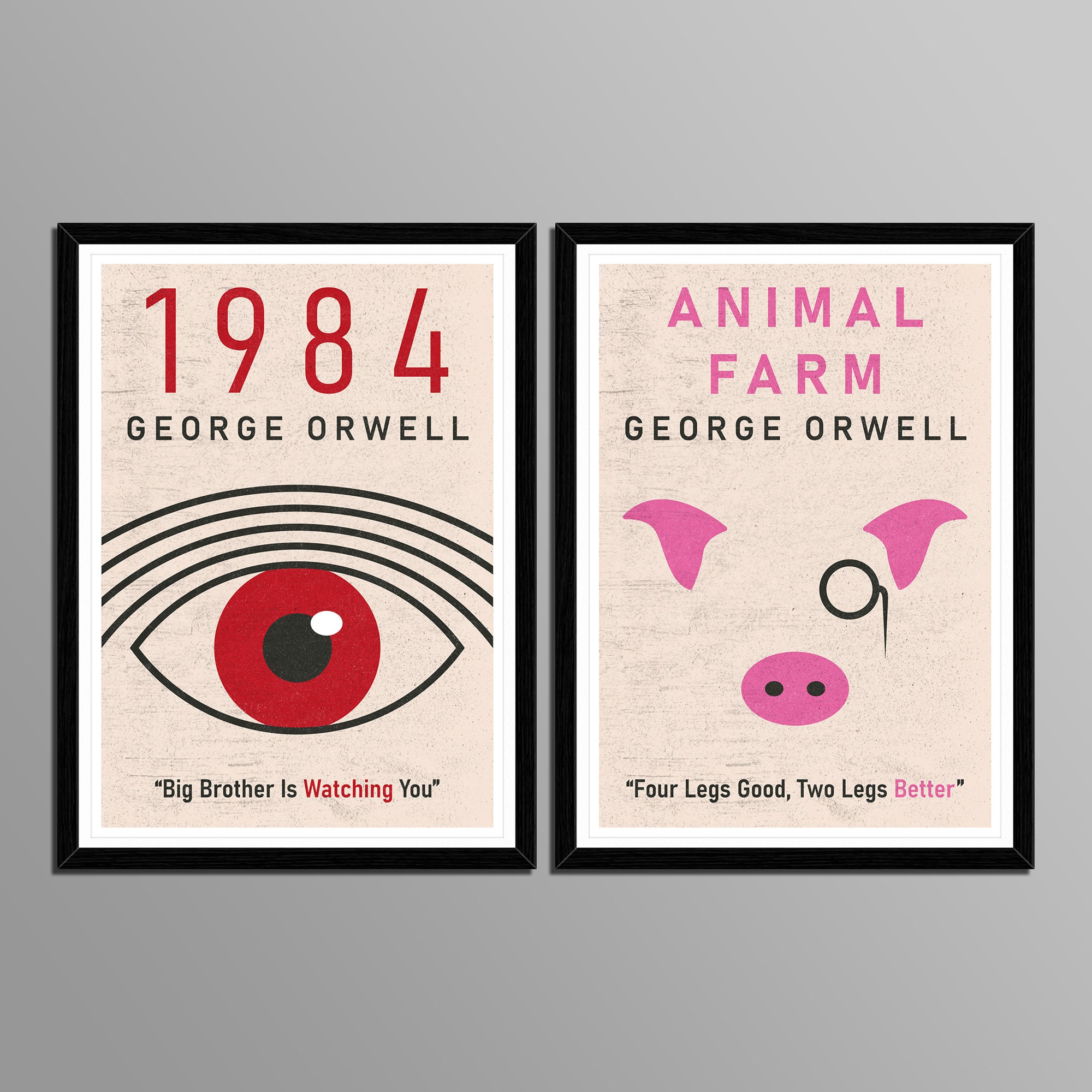 Minimal Design 1984 and Animal Farm Poster Set, Printable Book Poster ...