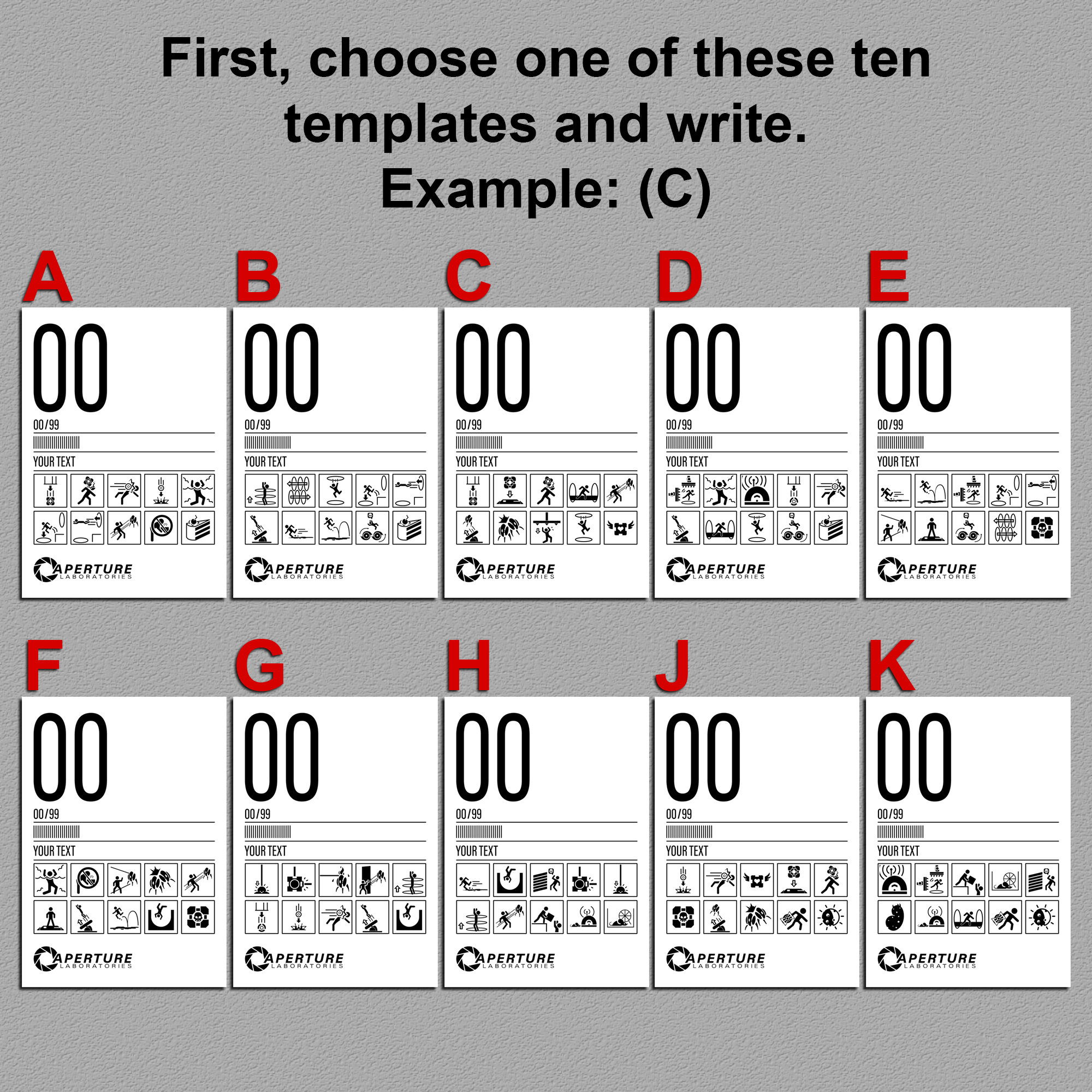 Editable Portal Test Chamber Icons. Printable Game Poster, Aperture ...