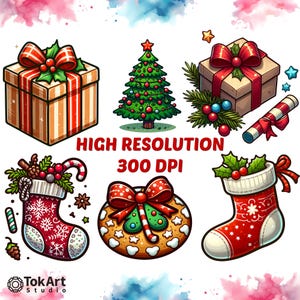 Watercolor Transparent PNG Christmas Images Set. Watercolor New Year ...