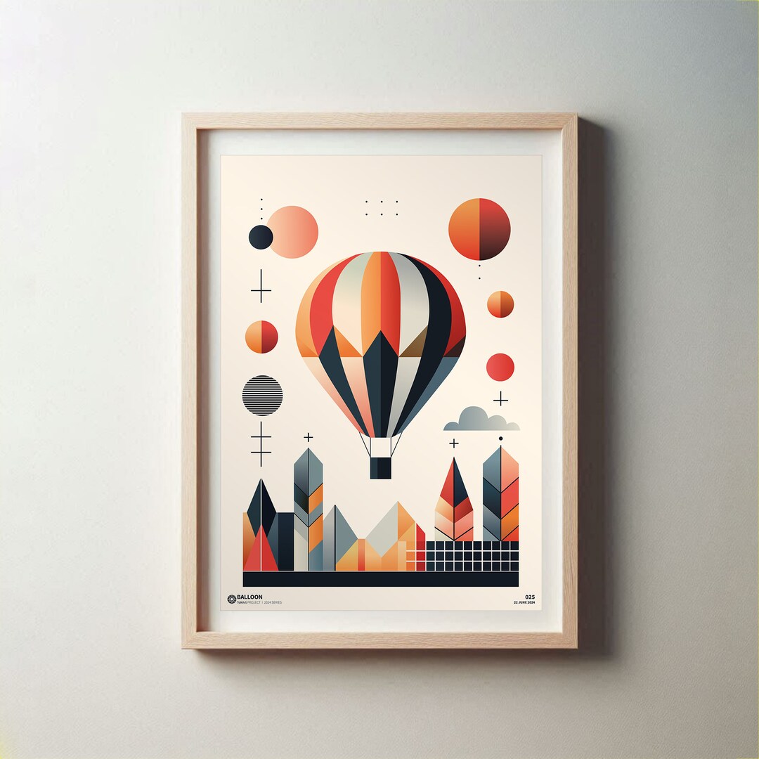 Printable Abstract Hot Air Balloon Poster. Abstract Colorful Sky Poster ...
