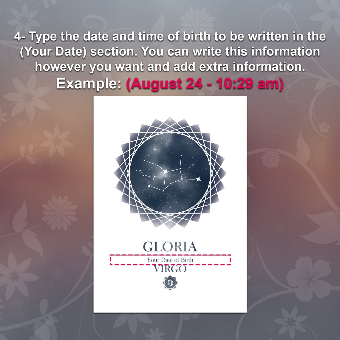 Personalized Zodiac Poster. PRINTABLE Horoscope Art. Editable Zodiac ...