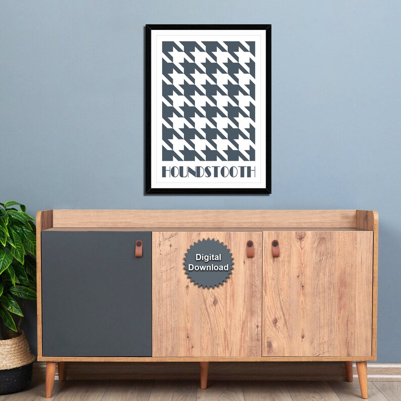 Printable Houndstooth Fabric Pattern Wall Art. White Black - Etsy