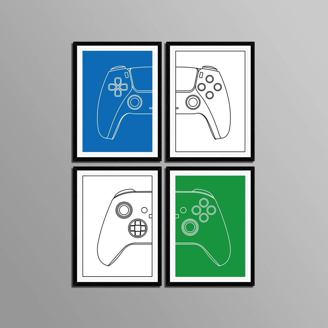 Printable Gamepad Poster Set. Set of 8. Printable Game Room Wall Decor ...