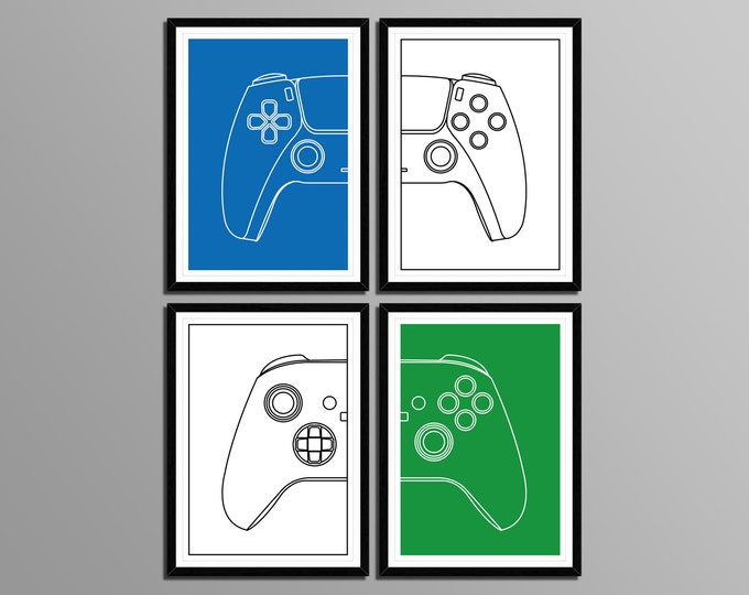 Printable Gamepad Poster Set. Set of 8. Printable Game Room Wall Decor ...