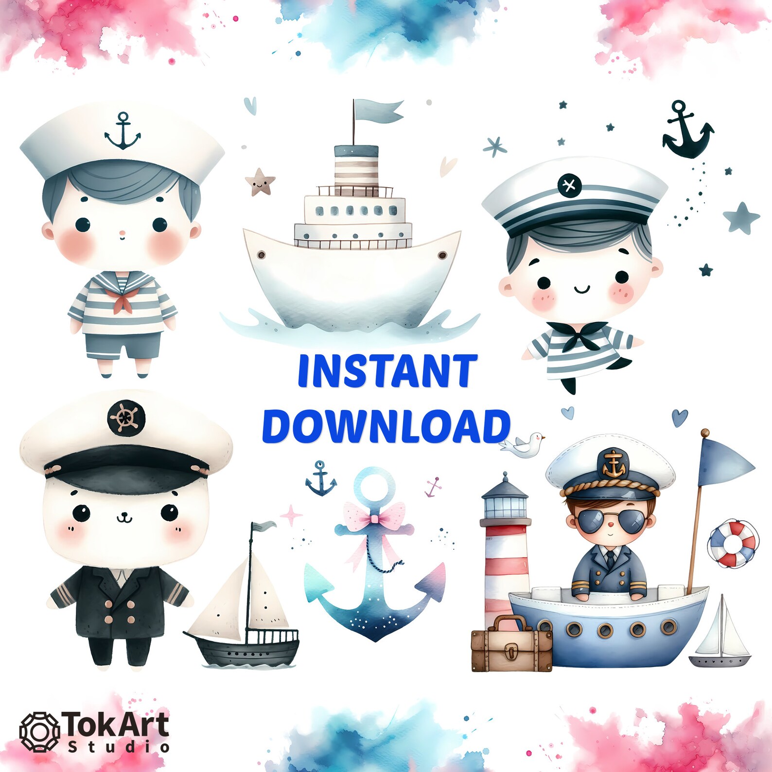 Watercolor Sailor PNG Images: Nautical Clipart (digital Download) - Etsy