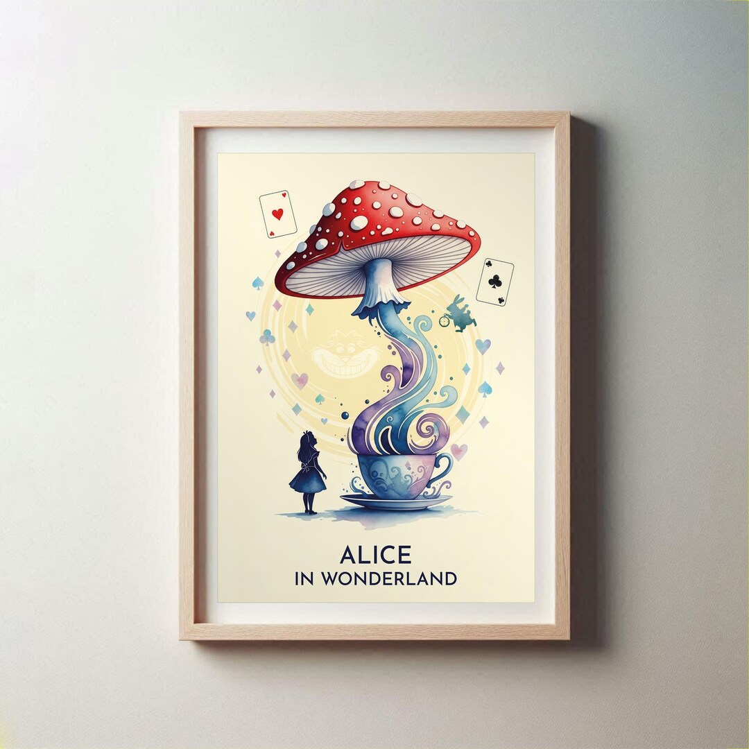Alice in Wonderland Watercolor Print: Mad Tea Party Fantasy Book Decor ...