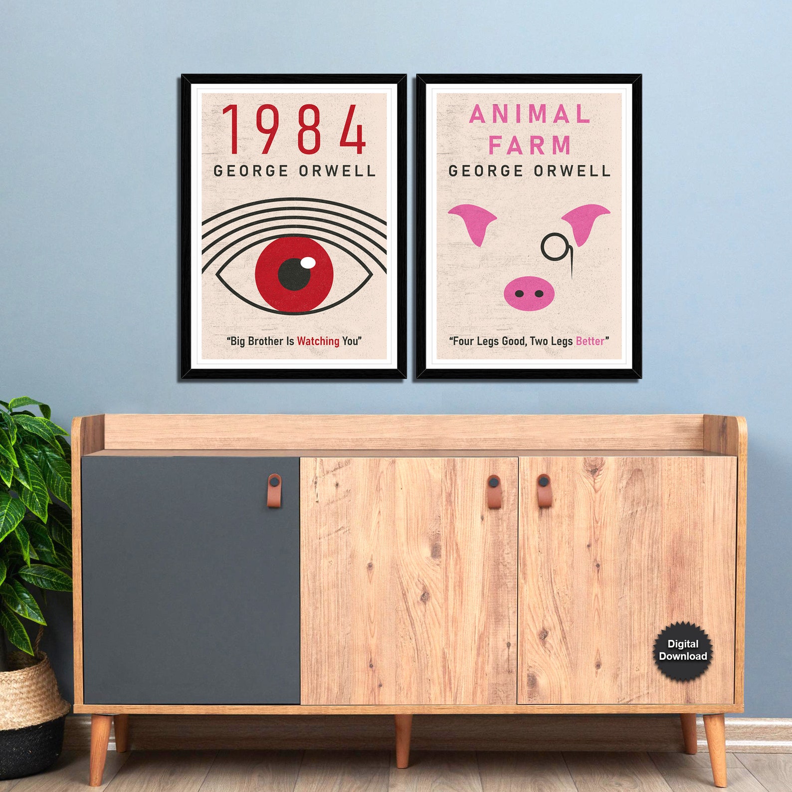 Minimal Design 1984 and Animal Farm Poster Set, Printable Book Poster ...