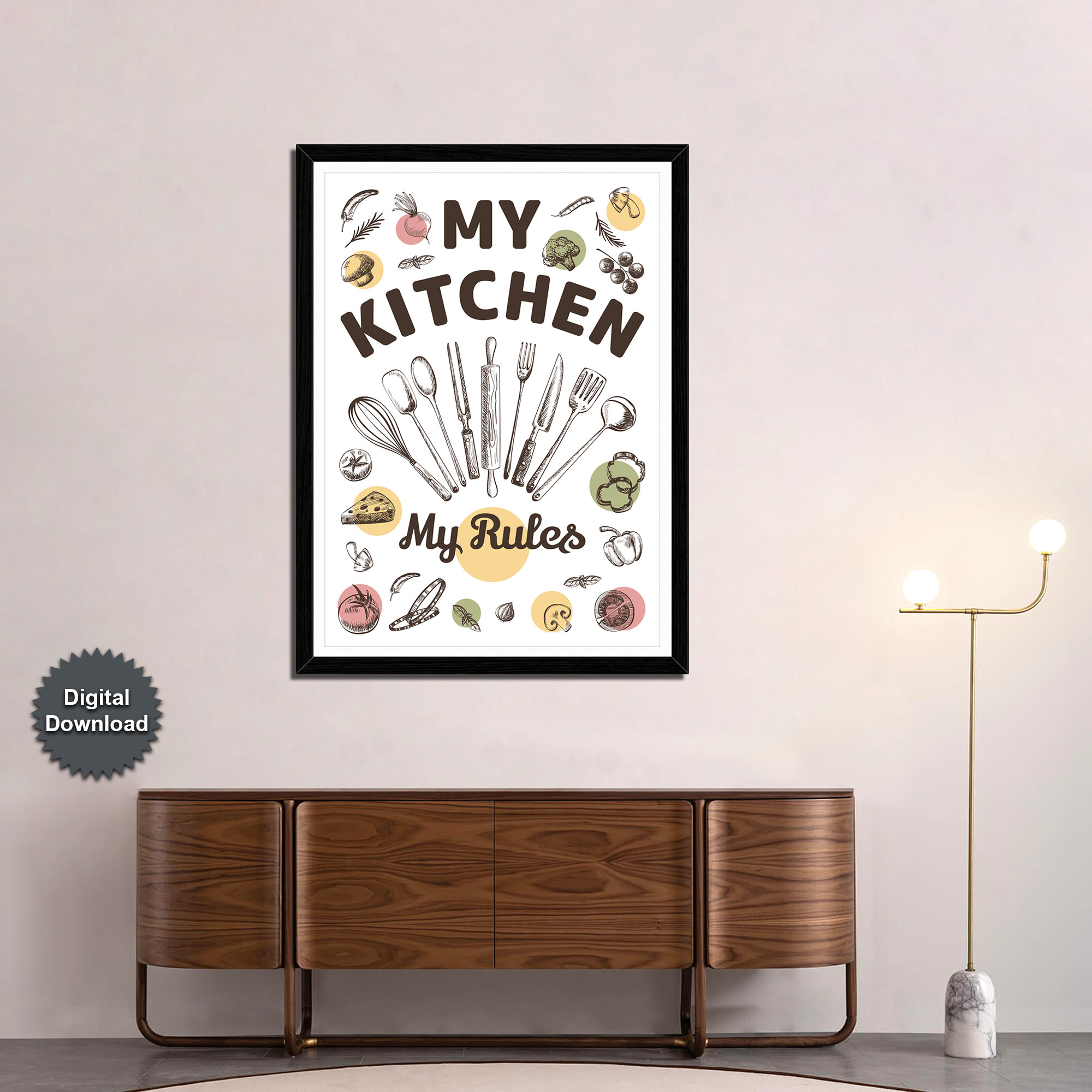 Printable Minimal Design "my Kitchen My Rules" Poster. Printable ...