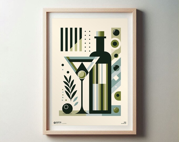 Printable Abstract Martini Poster. Abstract Martini Cocktail Poster ...