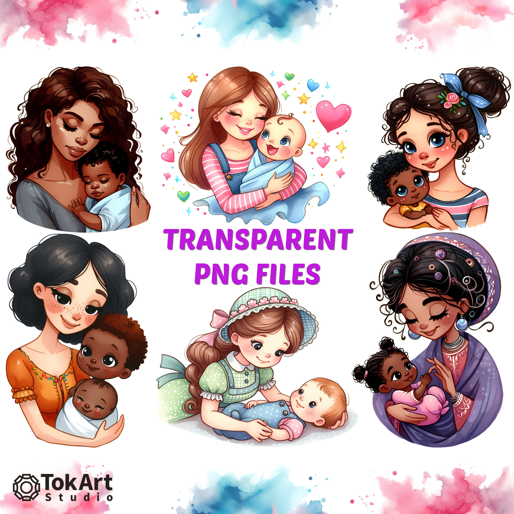 Watercolor Transparent PNG Mother and Baby Images, Watercolor PNG Cute ...