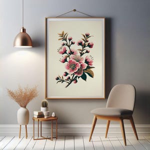 Printable Vintage Look Screen Print Style Flower Poster Set. Retro ...