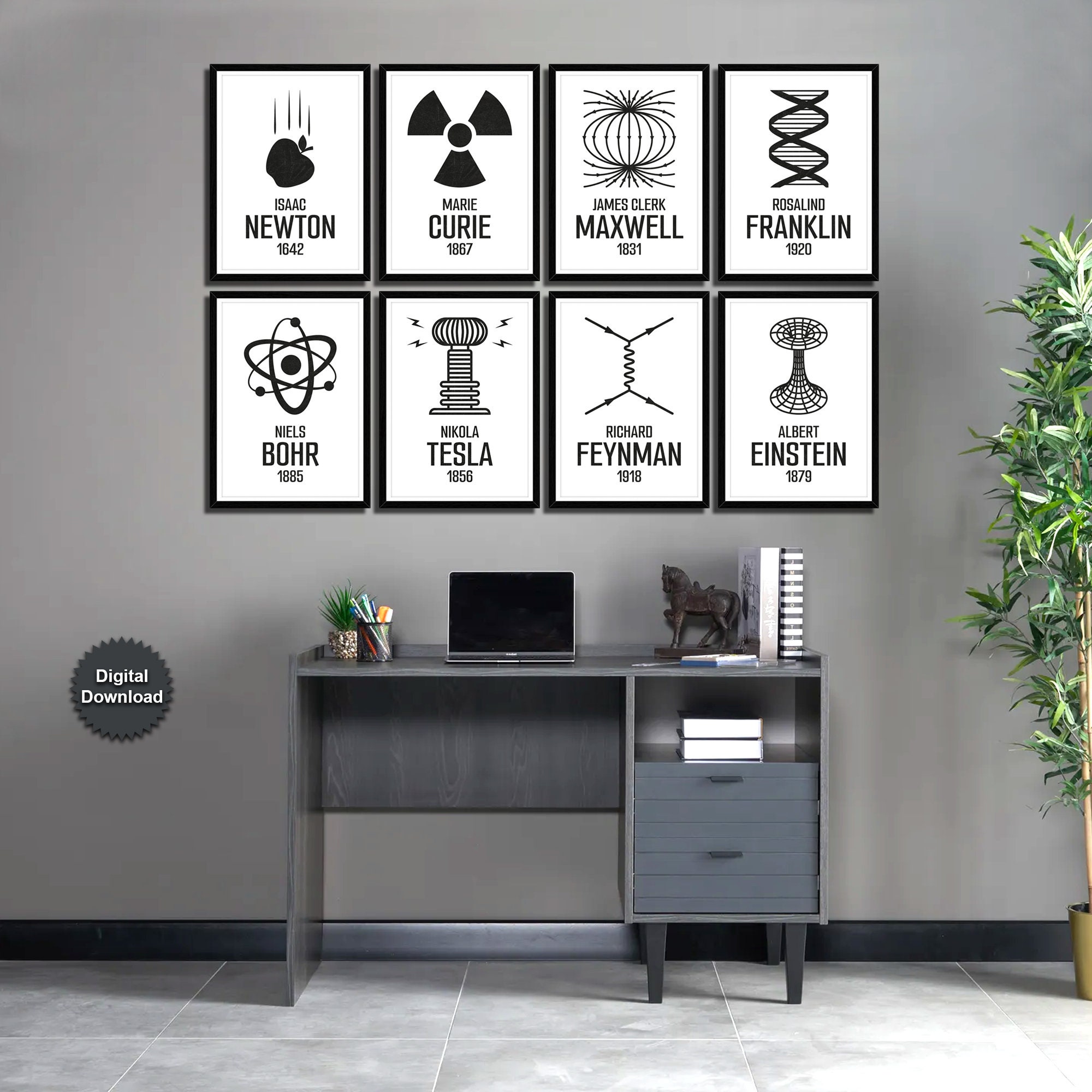 Scientists & Inventors Poster Set: Science Enthusiast Home Decor ...