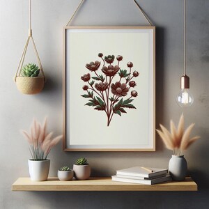 Printable Vintage Look Screen Print Style Flower Poster Set. Retro ...