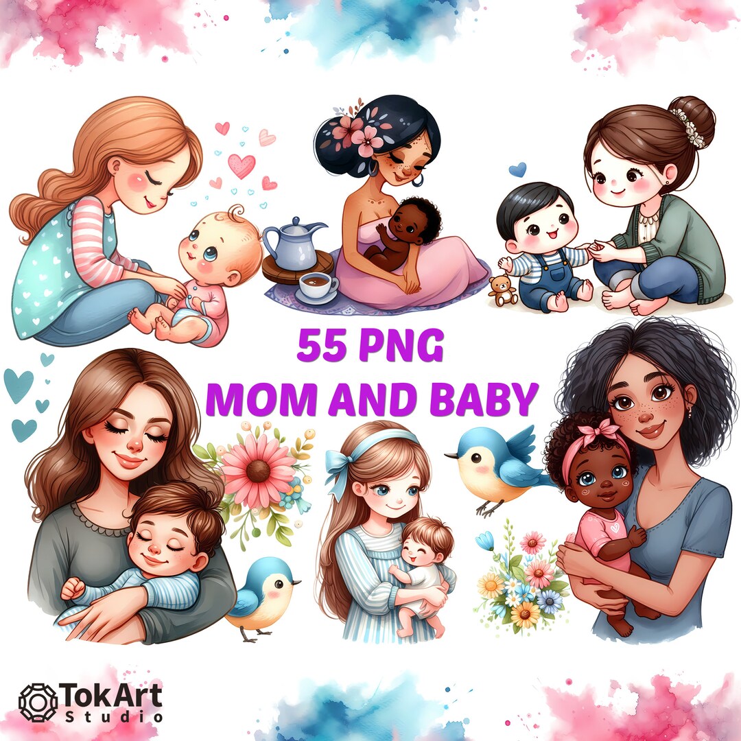 Watercolor Transparent PNG Mother and Baby Images, Watercolor PNG Cute ...