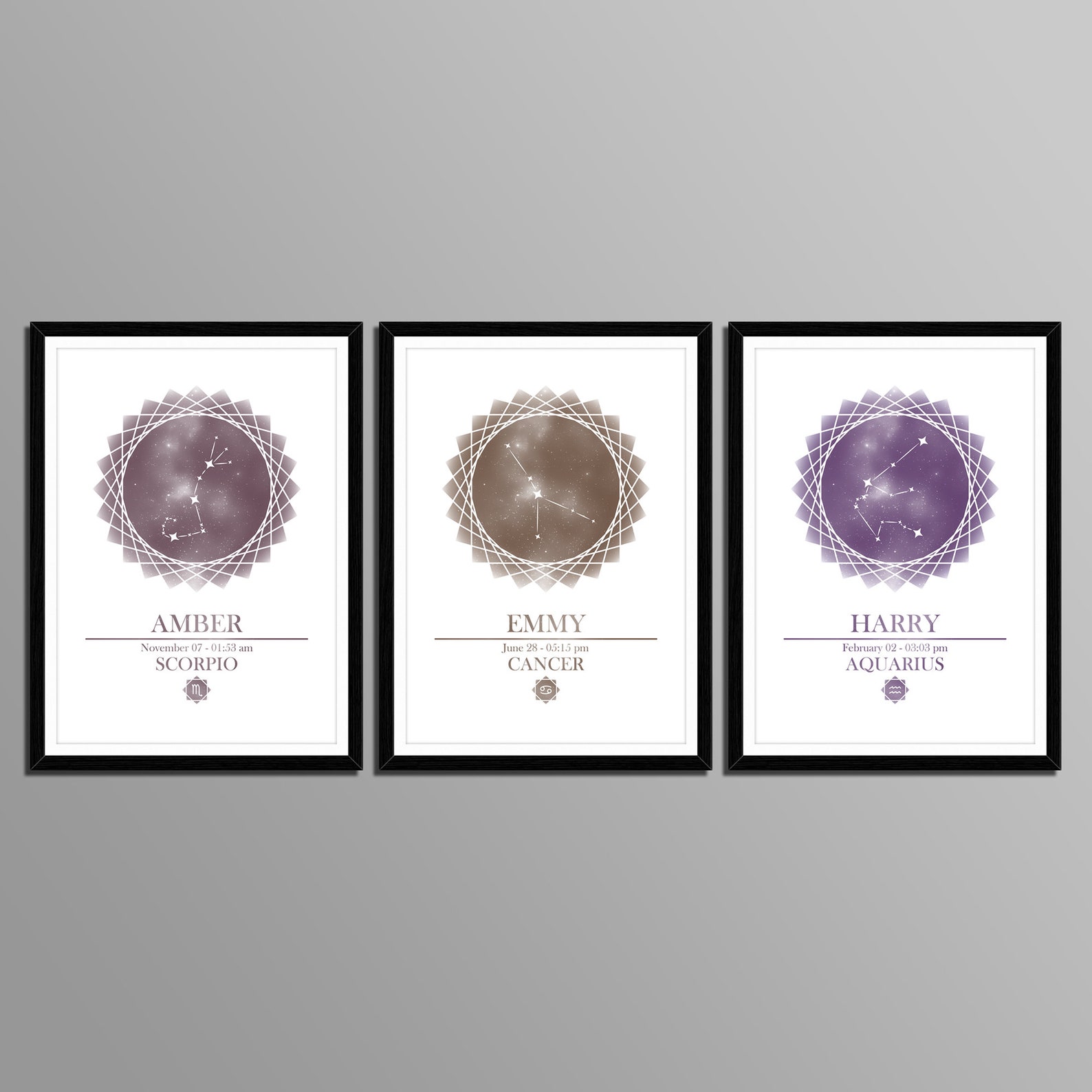 Personalized Zodiac Poster. PRINTABLE Horoscope Art. Editable Zodiac ...