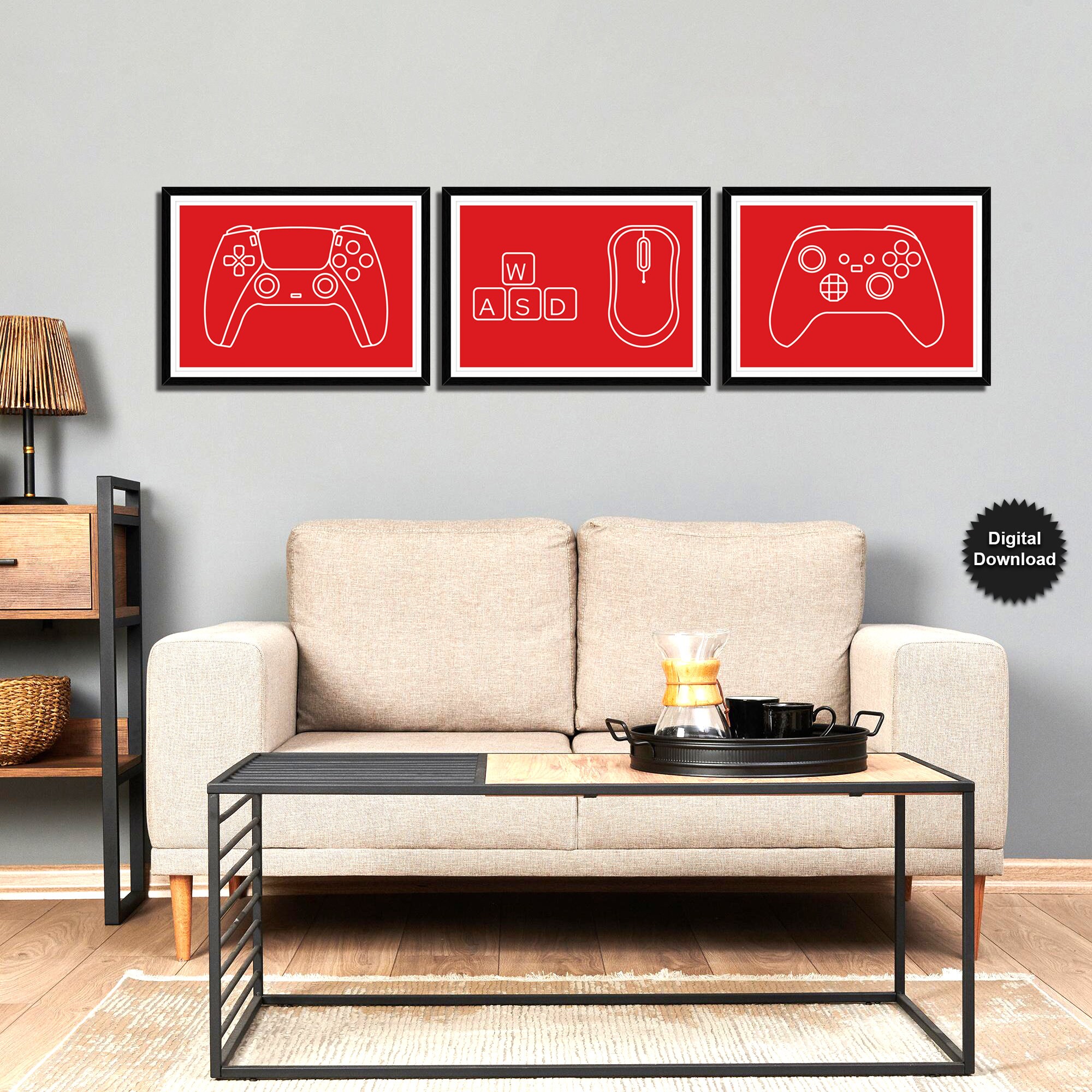 Minimal Design Printable PC and Console Gamer Poste. W,A,S,D Mouse ...