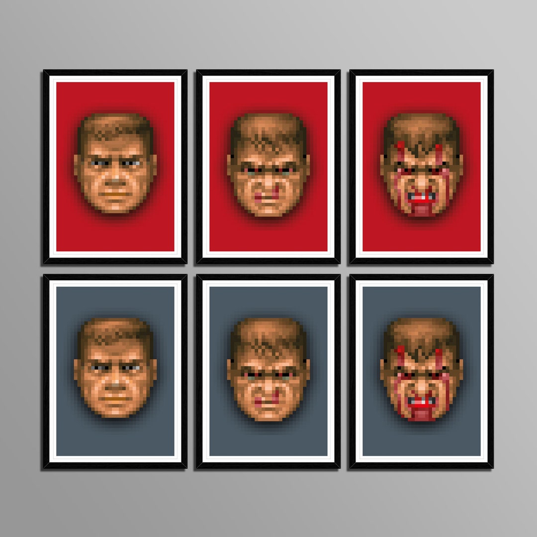 Minimalist Design Printable 1993 Doomguy Poster Set. Pixel Art Doom ...