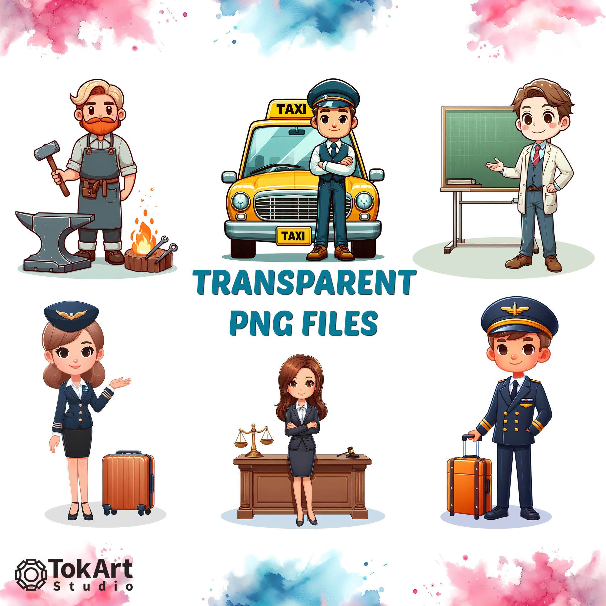 Watercolor Professions PNG Images: 35 Transparent Clipart (digital ...