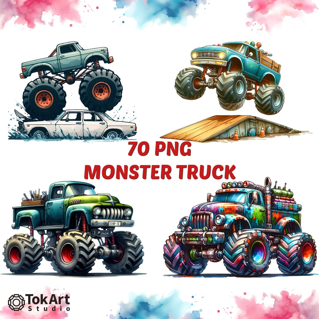 Watercolor Transparent PNG Monster Truck Images, Watercolor PNG ...