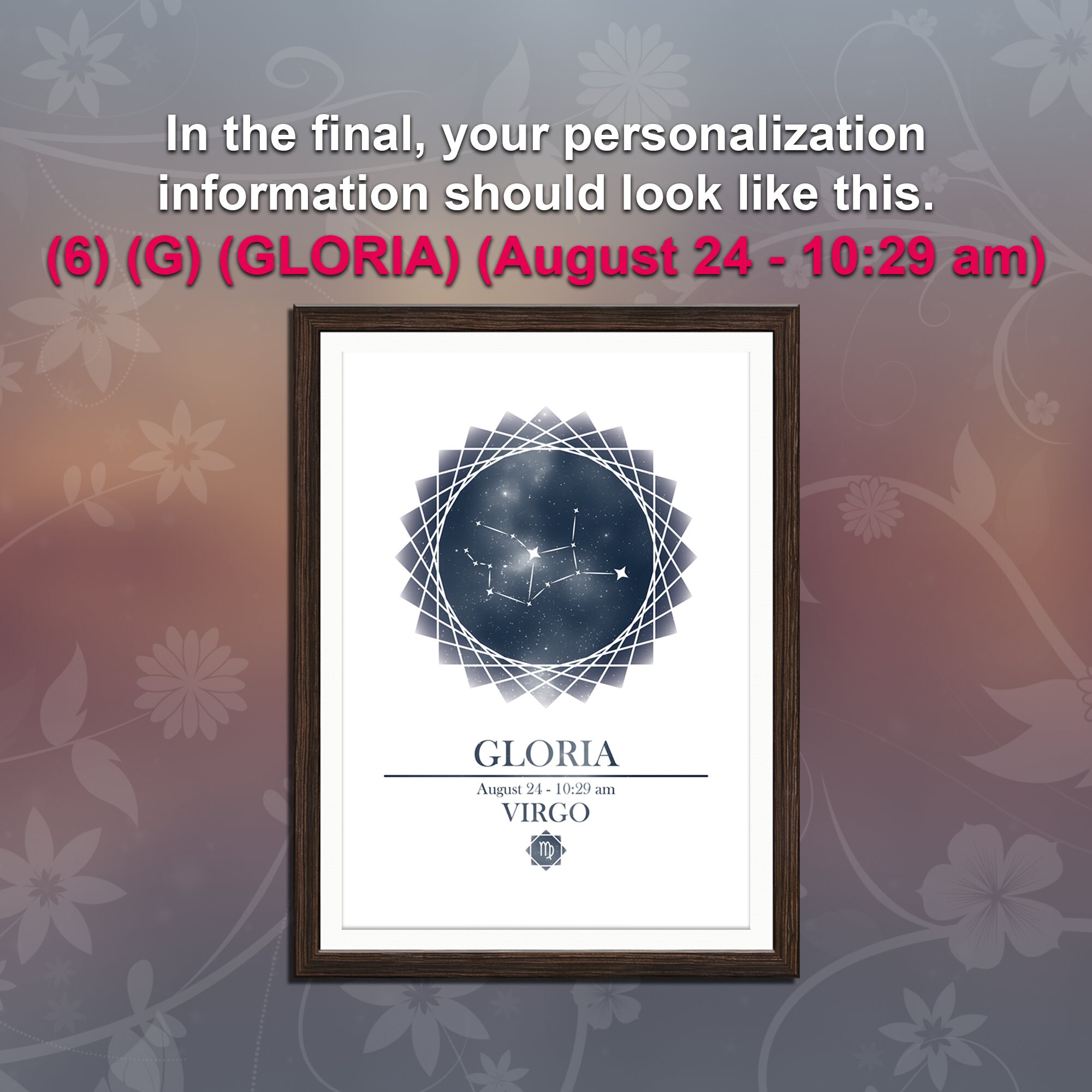 Personalized Zodiac Poster. PRINTABLE Horoscope Art. Editable Zodiac ...