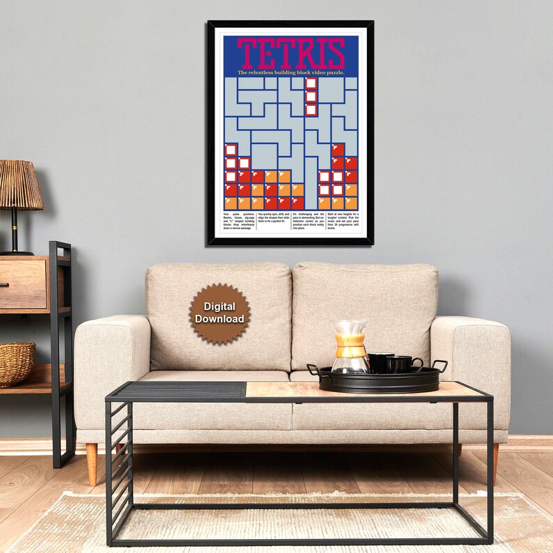 Minimalist Design Printable Tetris Poster. Pixel Art Tetris - Etsy