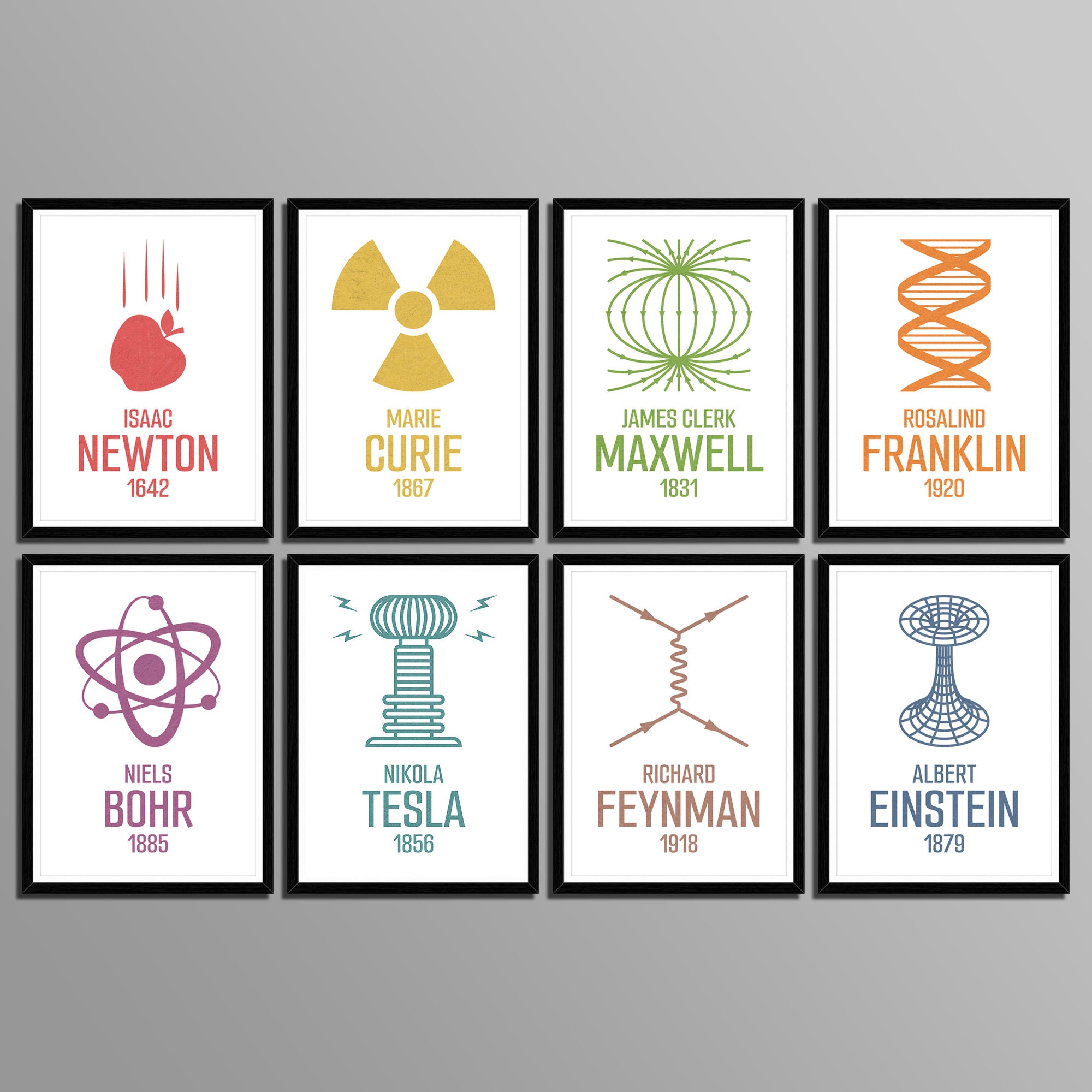 Scientists & Inventors Poster Set: Science Enthusiast Home Decor ...