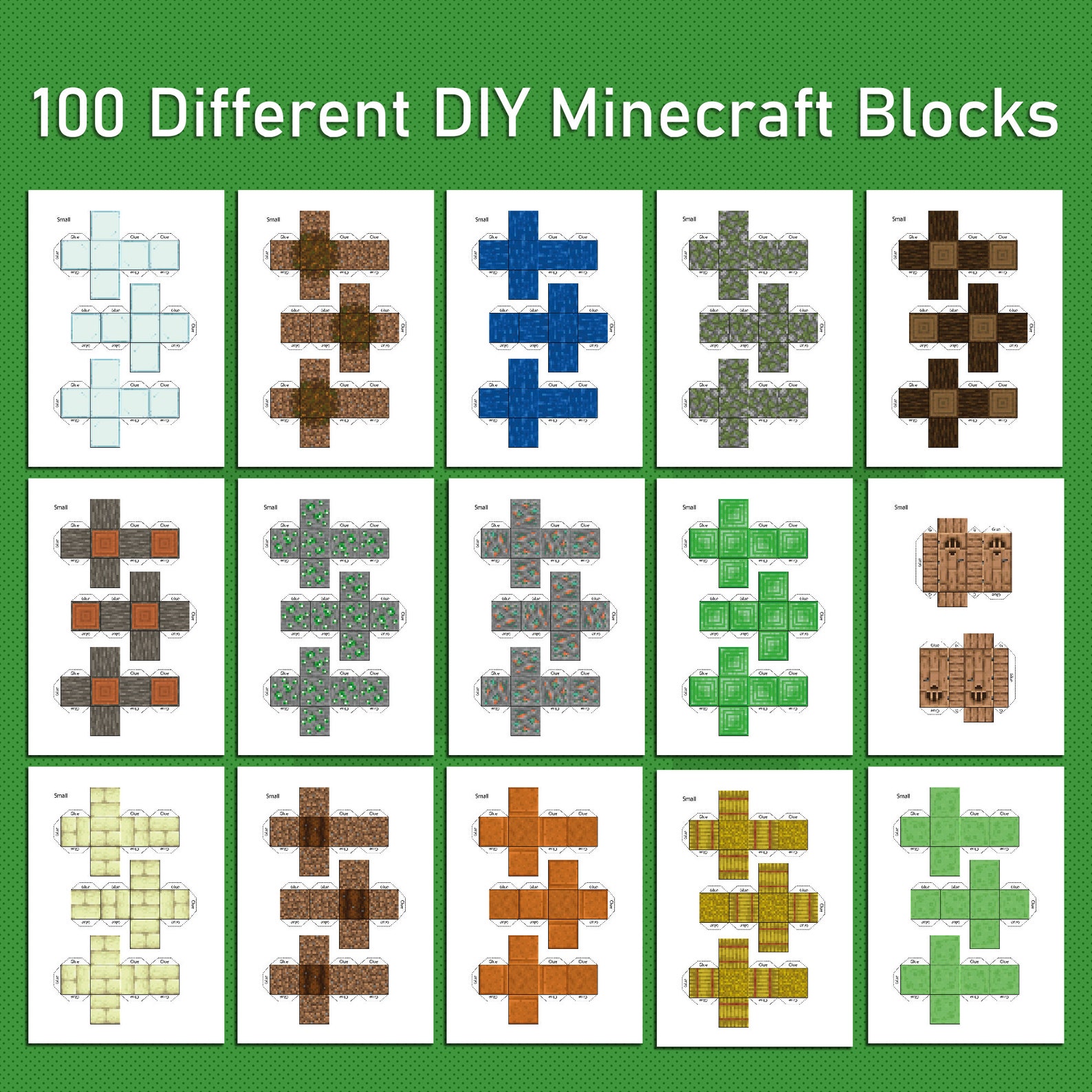 DIY Minecraft Blocks. Printable 100 Different Minecraft Blocks ...