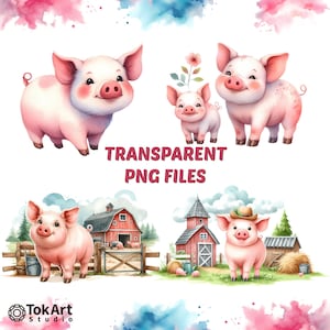 Watercolor Farm Animal PNG Clipart Set (digital Download) - Etsy