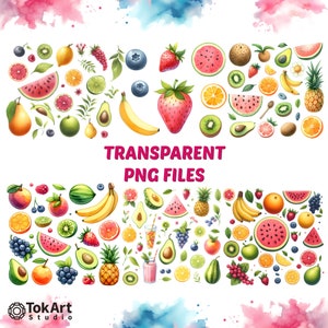 Watercolor Transparent PNG Fruit Images, Watercolor Colorful Fruit ...