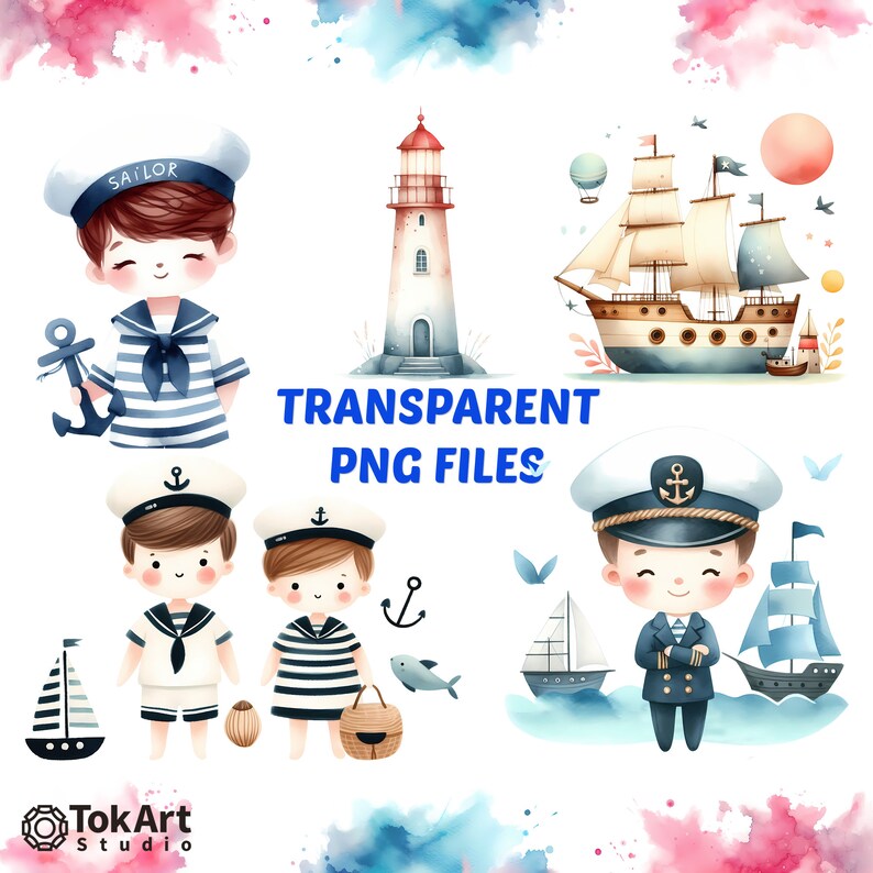 Watercolor Sailor PNG Images: Nautical Clipart (digital Download) - Etsy
