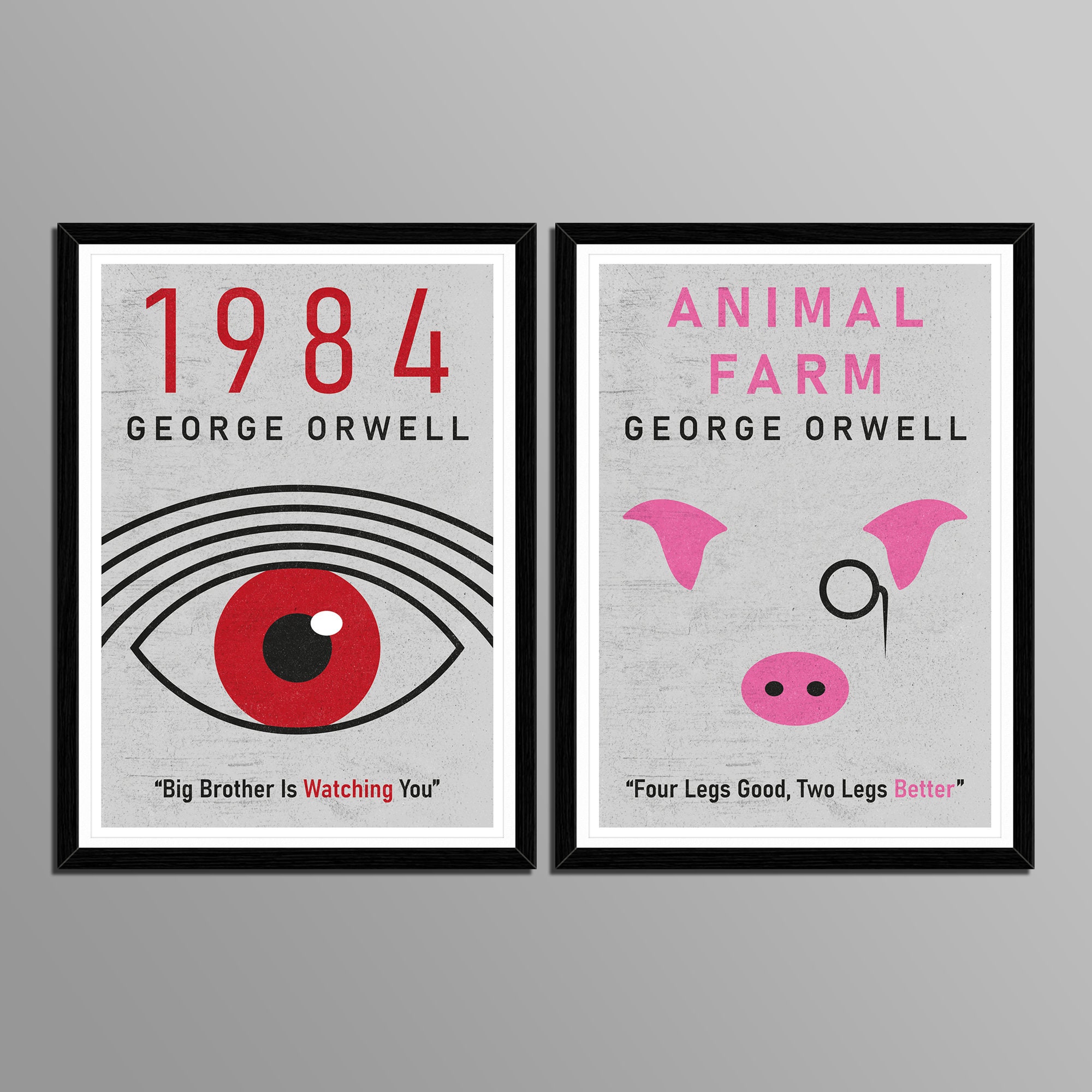 George Orwell '1984' & 'animal Farm' Minimalist Poster Set (digital ...