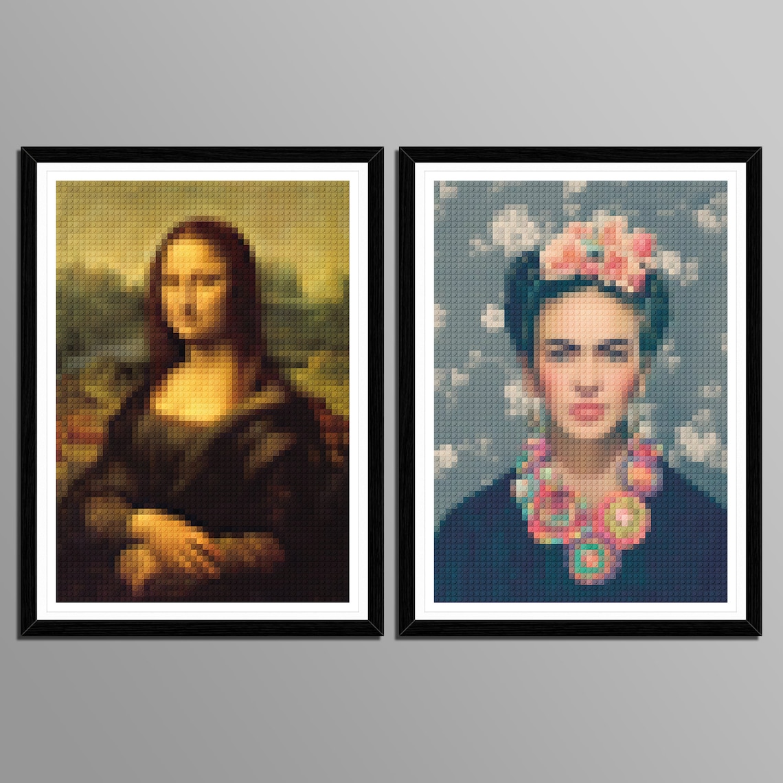 Printable Pixel Art Classic Painting Set. Pixel Art Mona Lisa and Frida ...