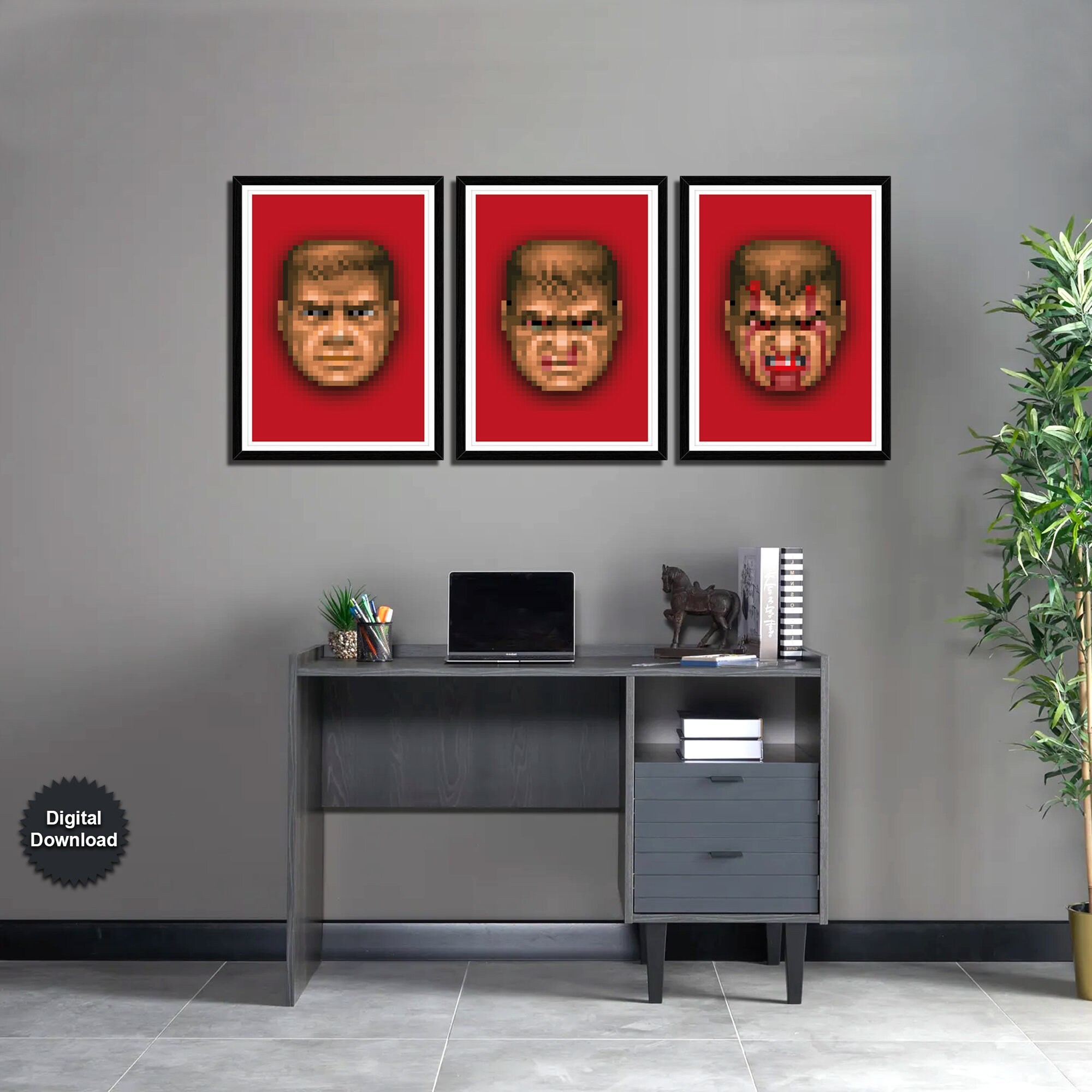 Minimalist Design Printable 1993 Doomguy Poster Set. Pixel Art Doom ...