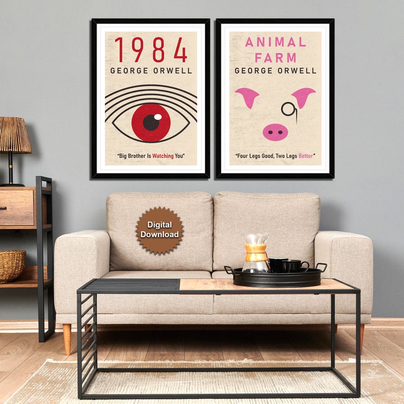 Minimal Design 1984 and Animal Farm Poster Set Printable Book - Etsy