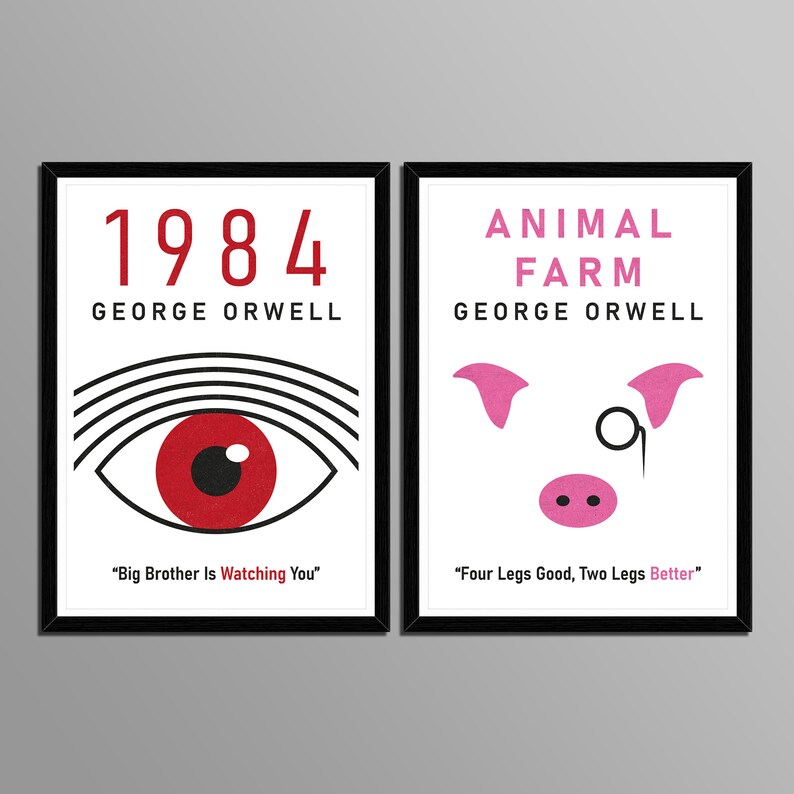 Minimal Design 1984 and Animal Farm Poster Set, Printable Book Poster ...