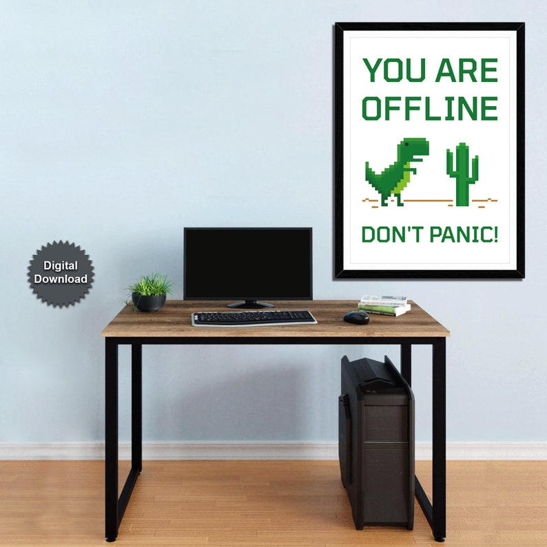 Printable Pixel Art you Are Offline. Don't Panic Poster. Chrome Offline ...