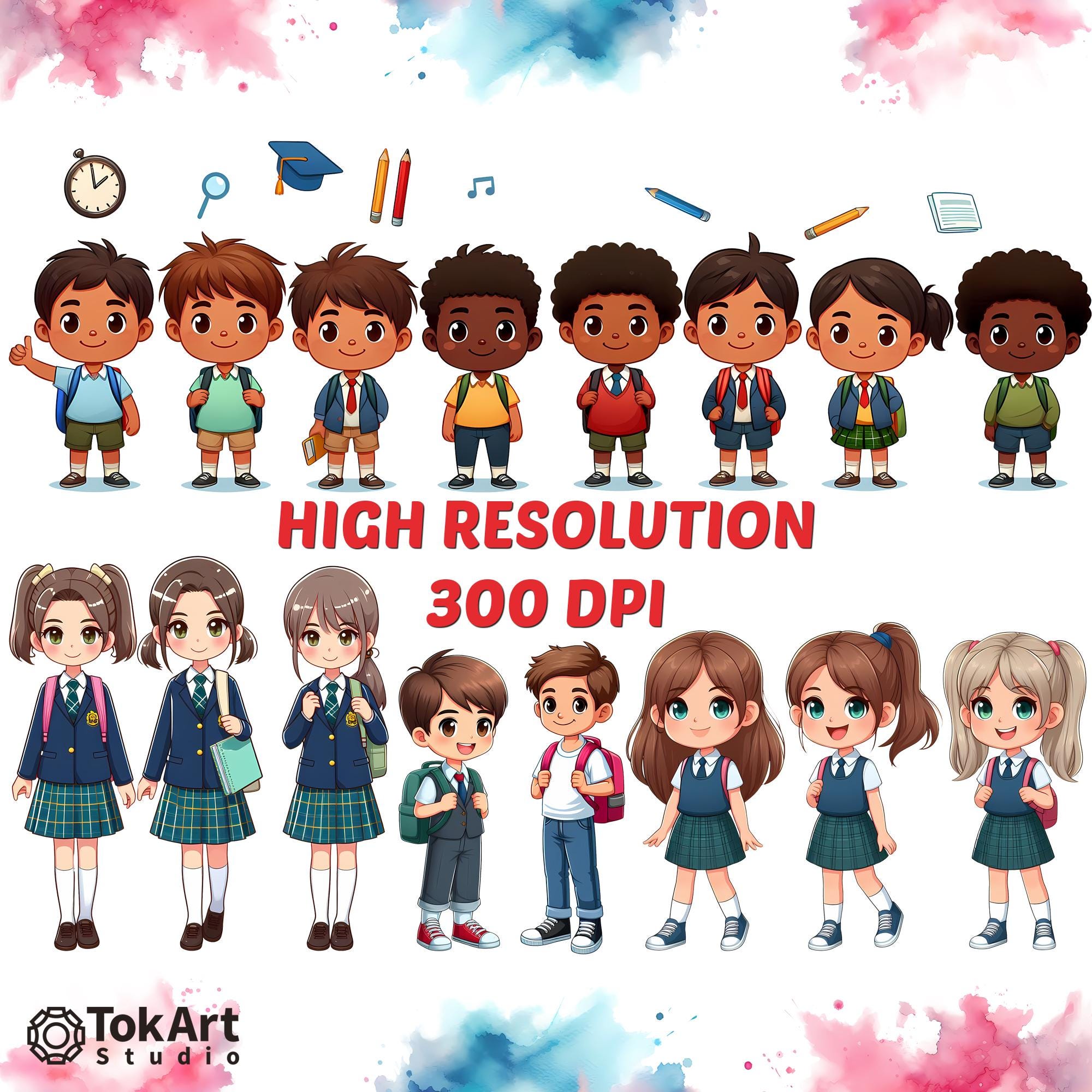 Back to School Clipart, Student PNG Images (digital Download, 100 ...