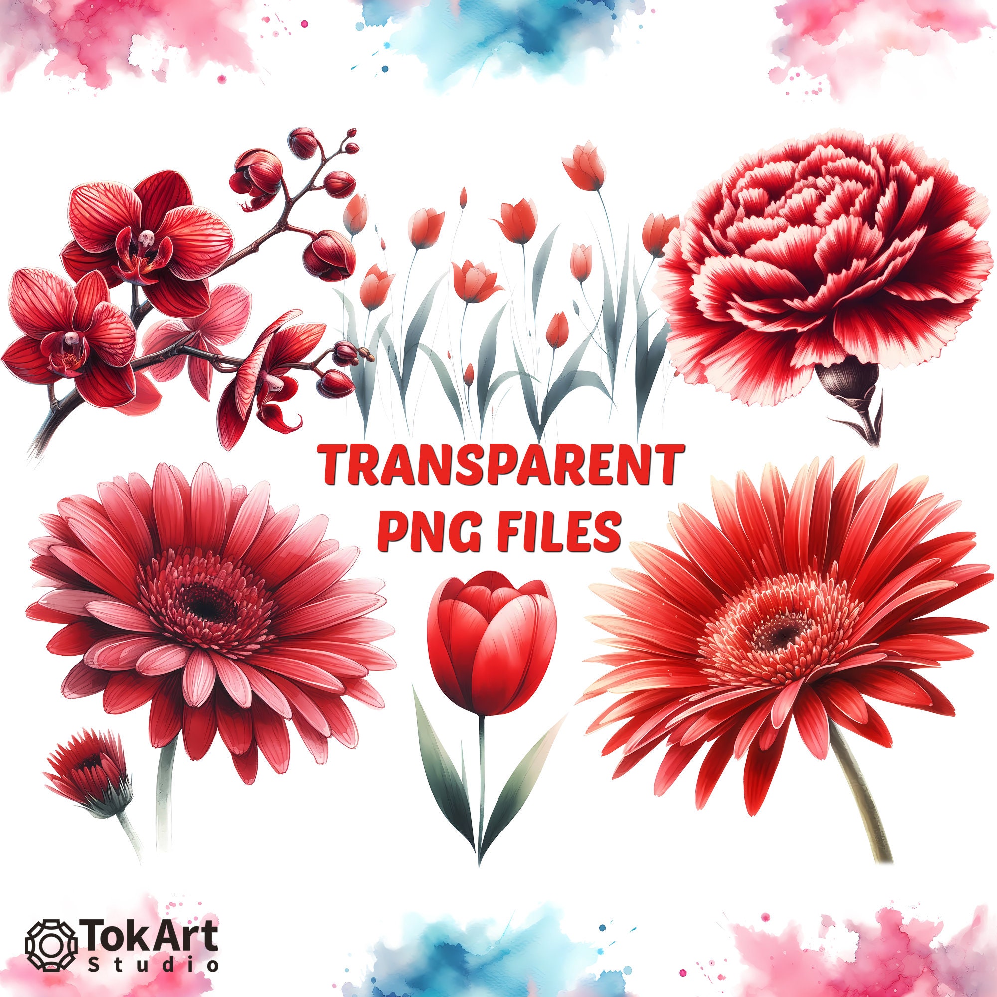 Watercolor Transparent PNG Red Flower Images, Watercolor Red Rose, Red ...