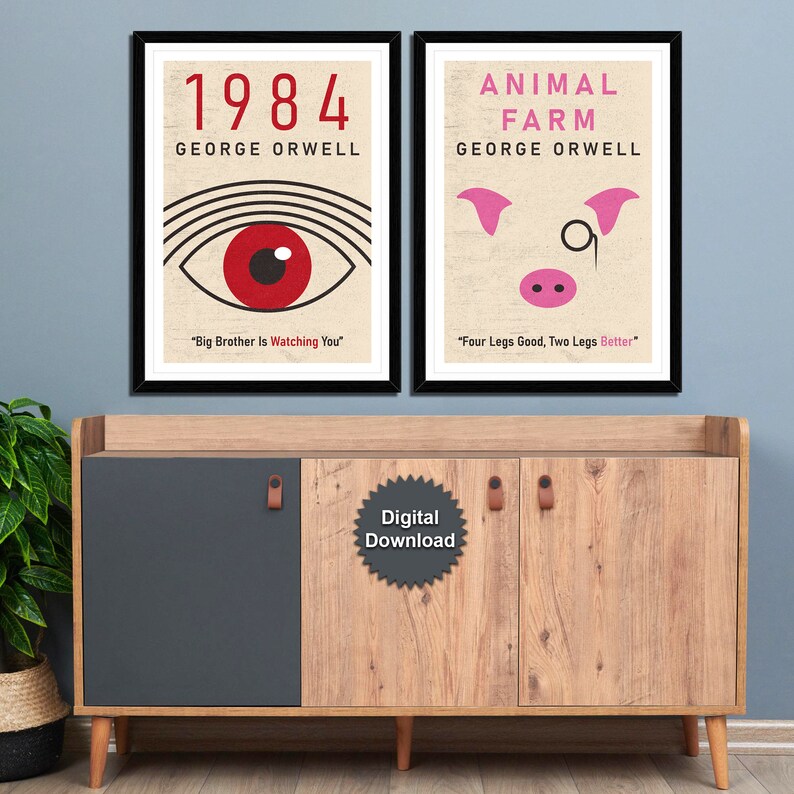 Minimal Design 1984 and Animal Farm Poster Set Printable Book - Etsy