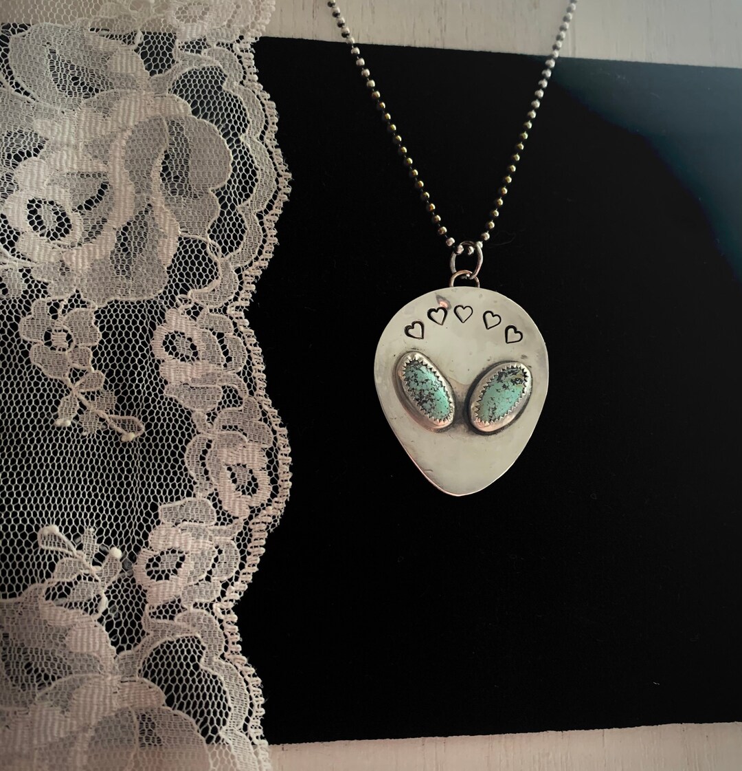Turquoise Sterling Silver Alien Pendant - Etsy