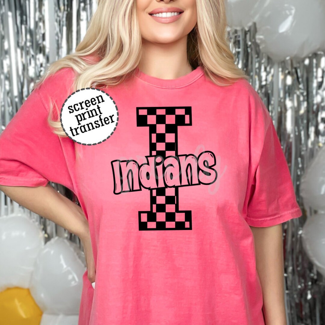 Indians Checker ADULT Screen Print Transfer | Indians Mascot Screen ...