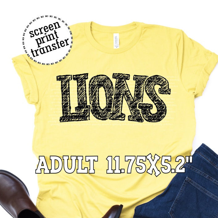 Lions Scribble ADULT Screen Print Transfer Lions Mascot - Etsy