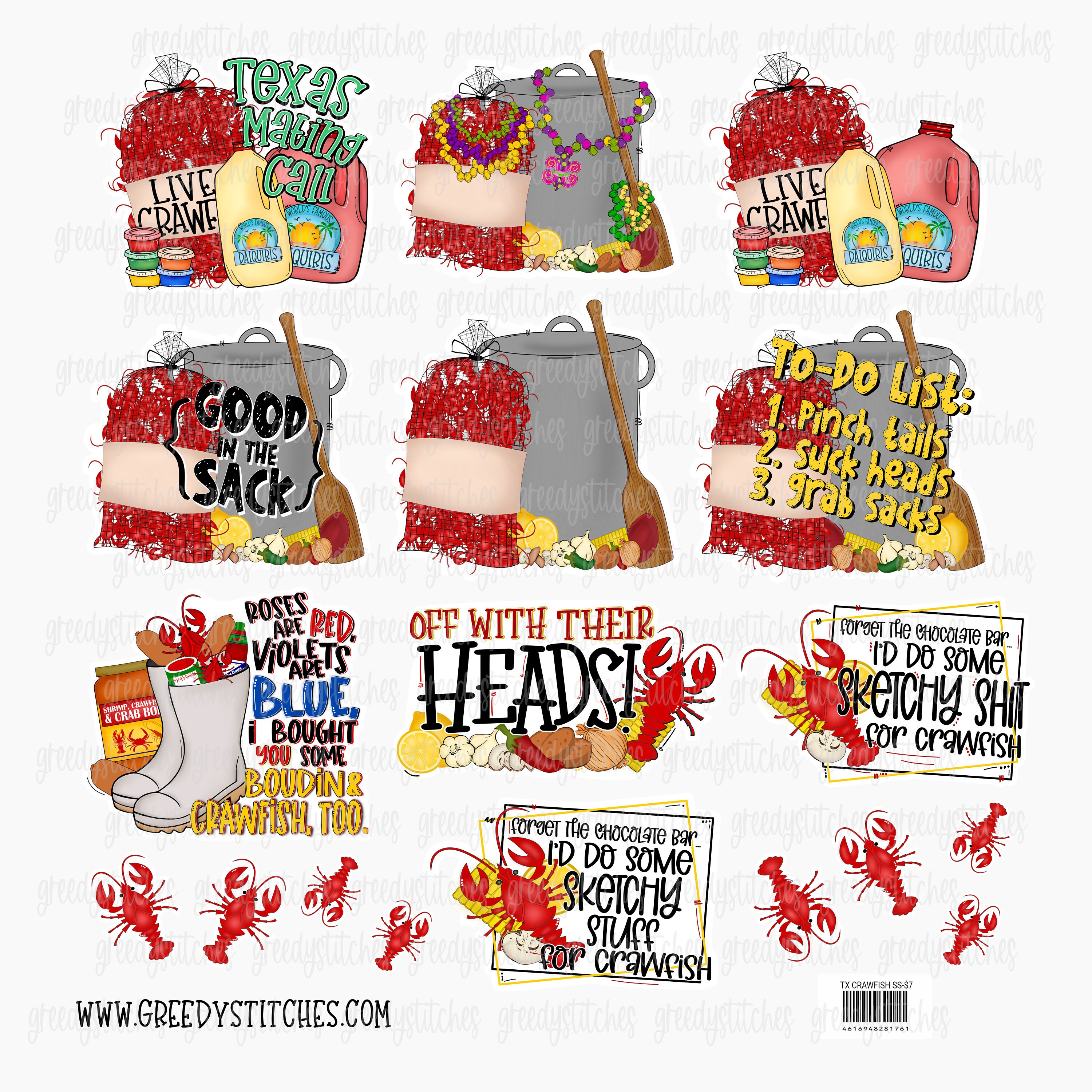 Texas Crawfish Sticker Sheet Crawfish Stickers Crawfish - Etsy