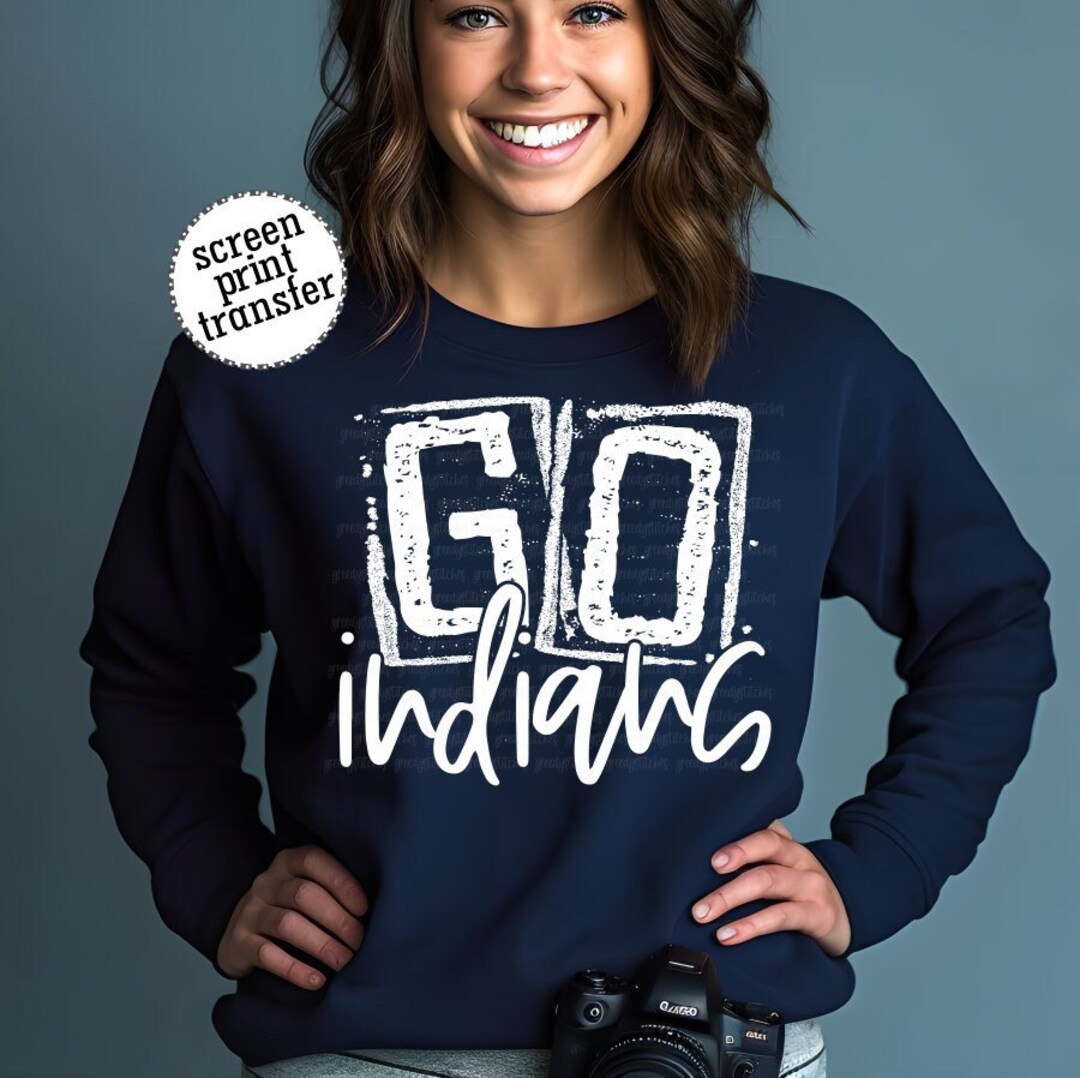 Go Indians Screen Print Transfer | Indians Mascot Screen Print | Go ...