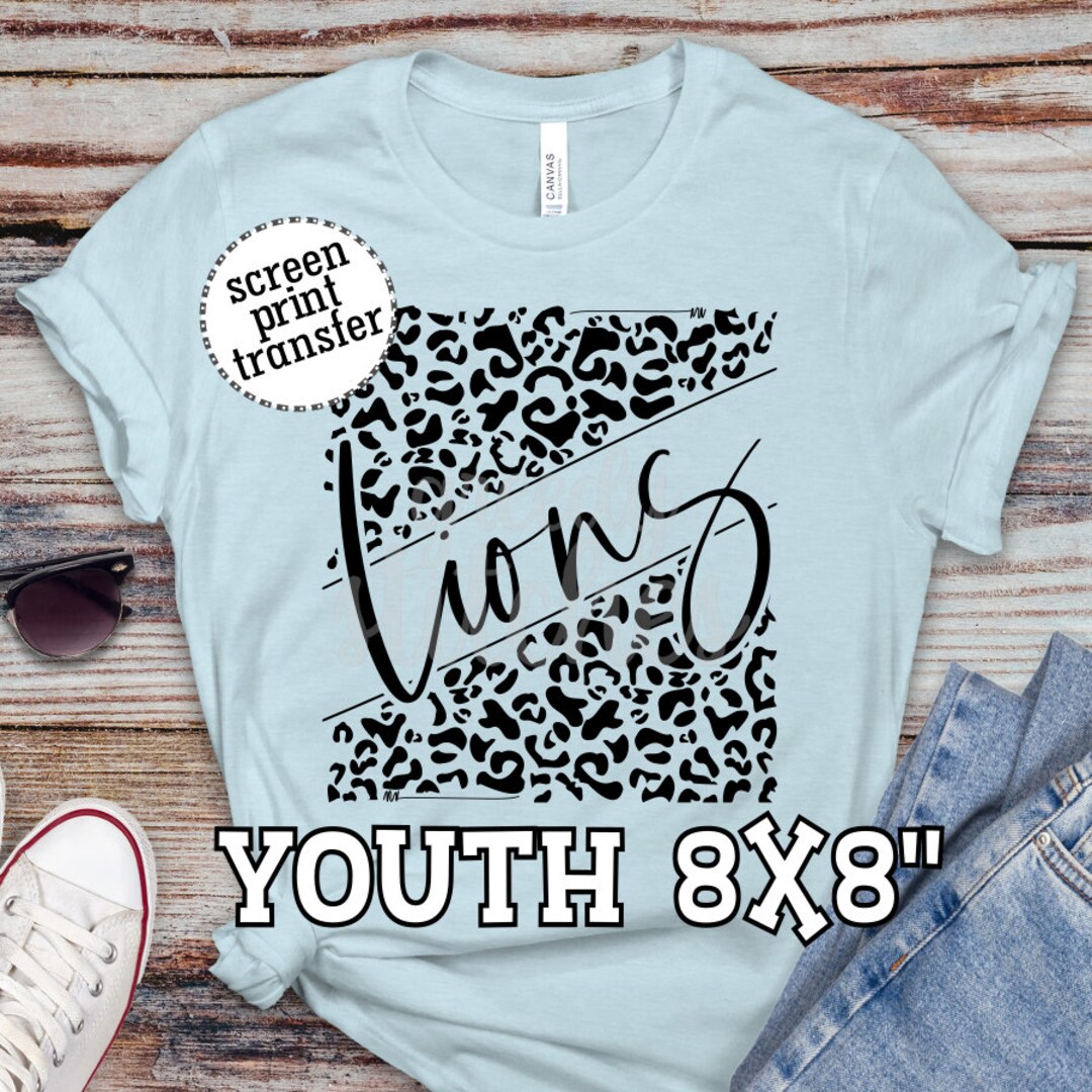 Lions YOUTH Screen Print Transfer Lions Mascot Screen Print Mascot Heat ...