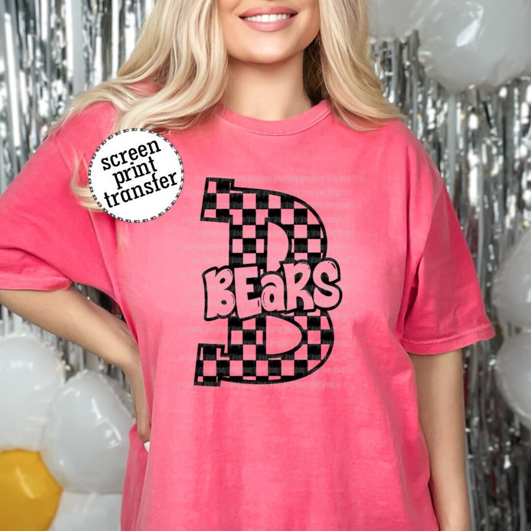 Bears Checker ADULT Screen Print Transfer | Bears Mascot Screen Print ...