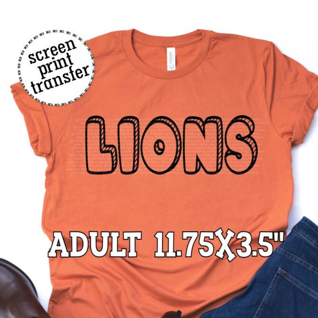 Lions Bubble ADULT Screen Print Transfer | Lions Mascot Screen Print ...