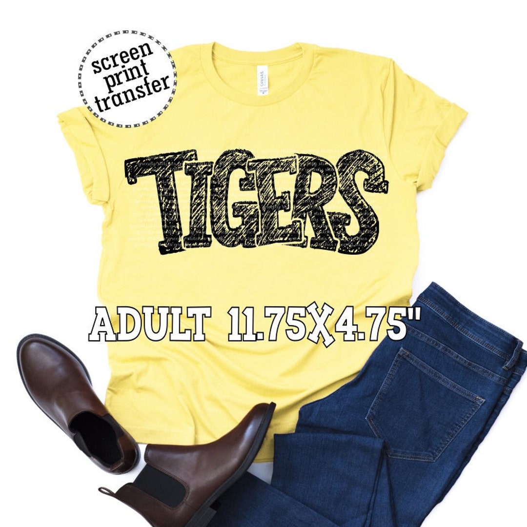 Tigers Scribble ADULT Screen Print Transfer | Tigers Mascot Screen ...